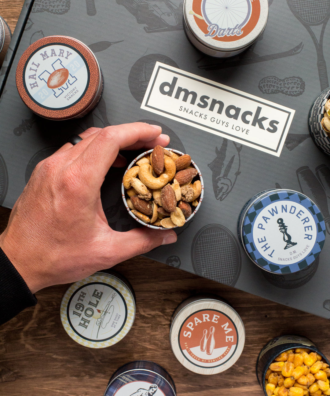 Bar Cart Snacks – 12 Nut Blend 2ox Tins Gift Box | Gift for Dad – DM Snacks